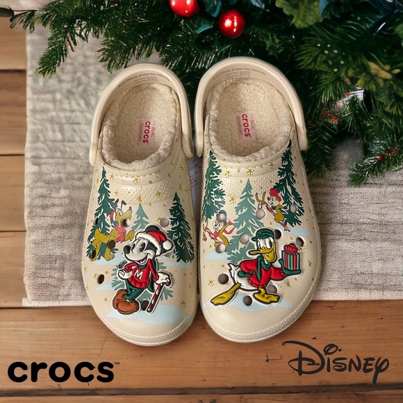 CROCS | Shoes | Disney Duo Comfort Crocs Holidaythemed Faux Fur Fleece ...